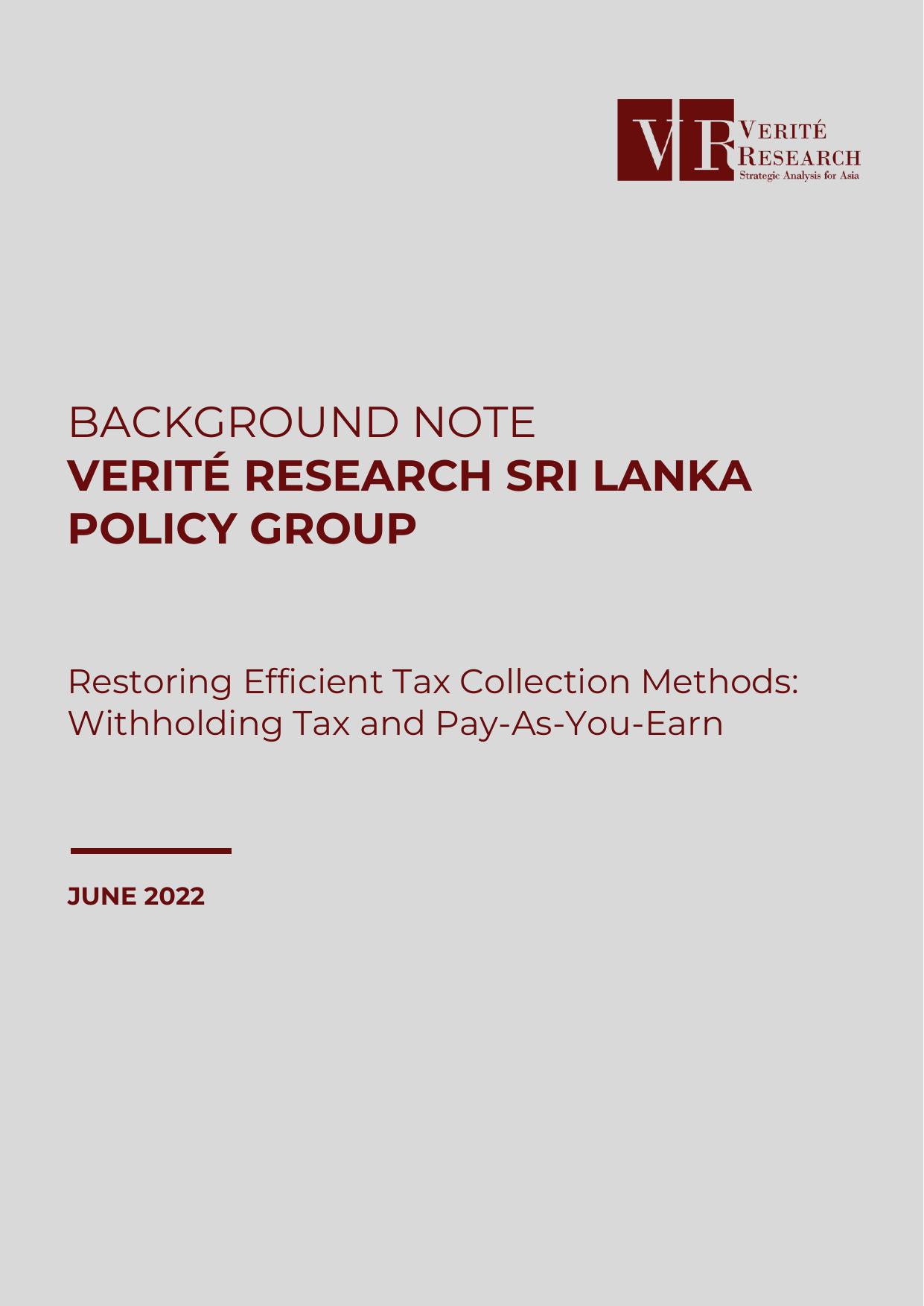 Restoring Efficient Tax Collection Methods: Withholding Tax and Pay-As ...